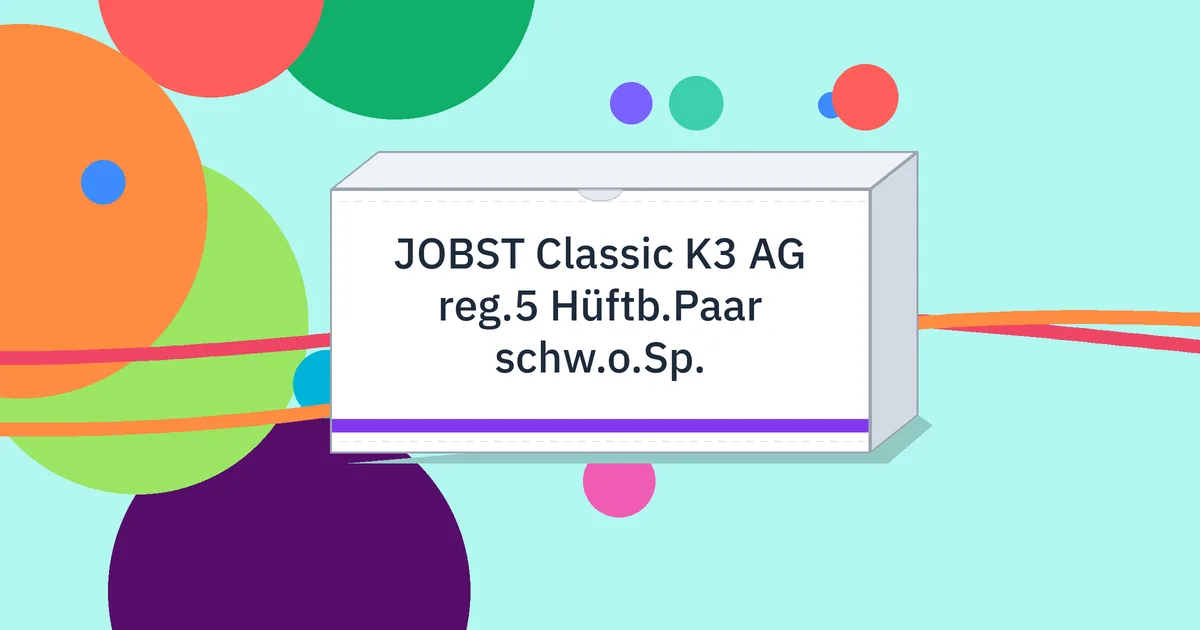 Symbolbild: Packung mit der Aufschrift JOBST Classic K3 AG reg.5 Hüftb.Paar schw.o.Sp. (PZN 13076163) – Verfügbarkeit und Bezug in Apotheken in Frankfurt am Main