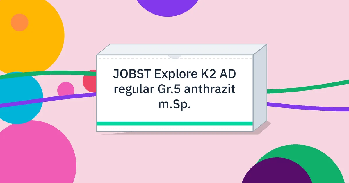 Symbolbild: Packung mit der Aufschrift JOBST Explore K2 AD regular Gr.5 anthrazit m.Sp. (PZN 11022111) – Verfügbarkeit und Bezug in Apotheken in Frankfurt am Main