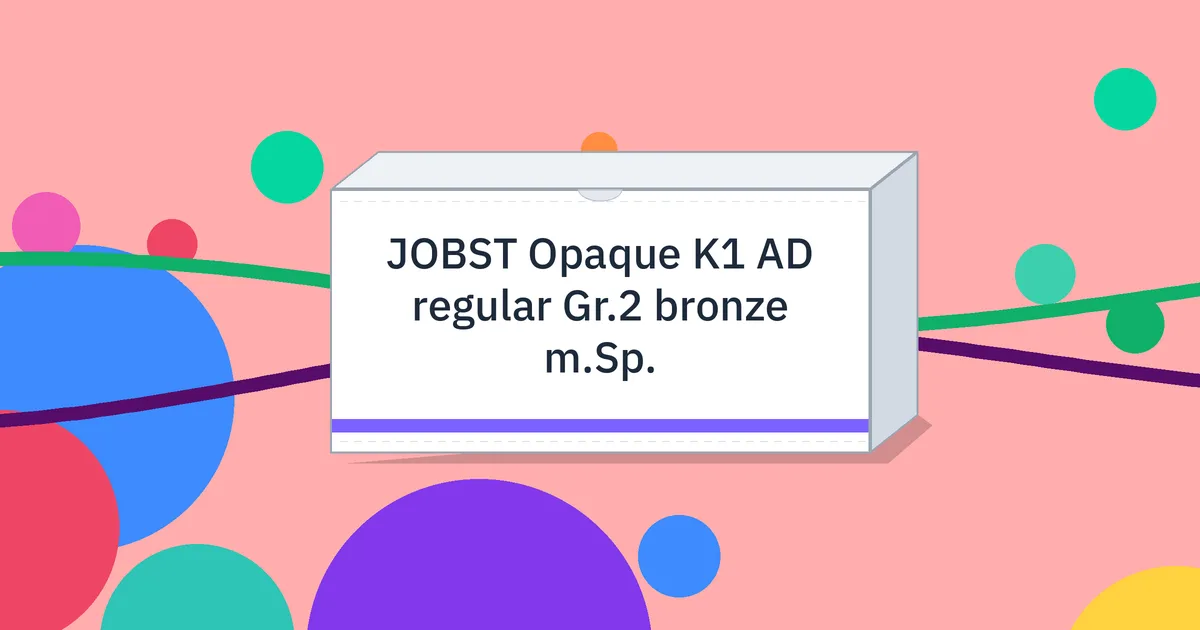 Symbolbild: Packung mit der Aufschrift JOBST Opaque K1 AD regular Gr.2 bronze m.Sp. (PZN 13080816) – Verfügbarkeit und Bezug in Apotheken in Frankfurt am Main