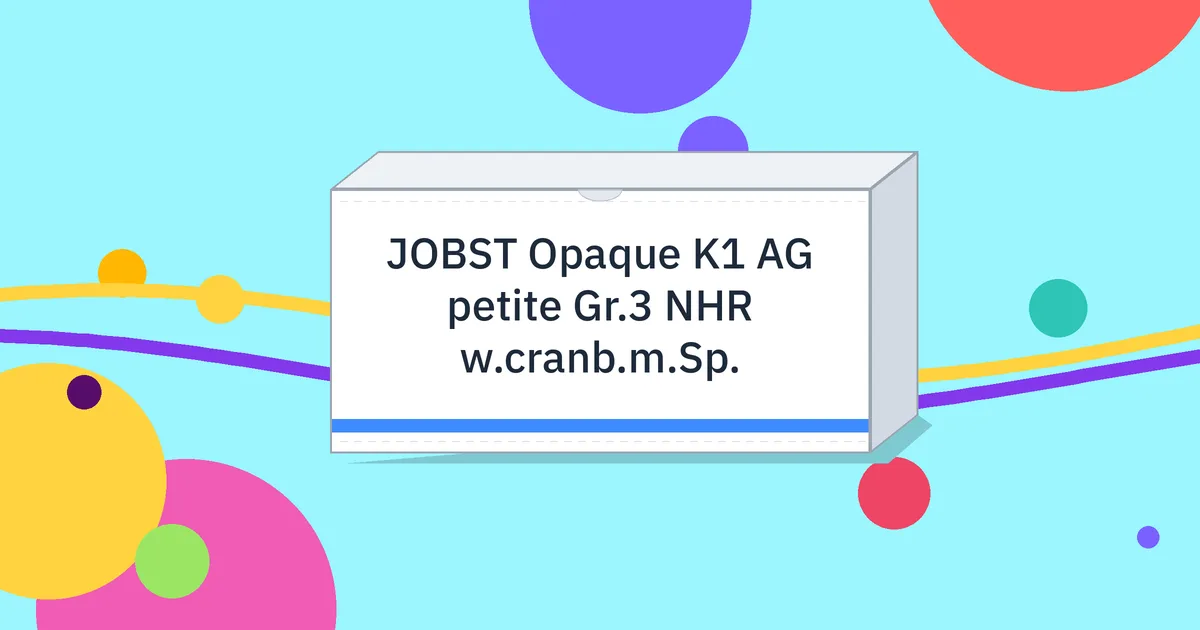 Symbolbild: Packung mit der Aufschrift JOBST Opaque K1 AG petite Gr.3 NHR w.cranb.m.Sp. (PZN 13084932) – Verfügbarkeit und Bezug in Apotheken in Frankfurt am Main