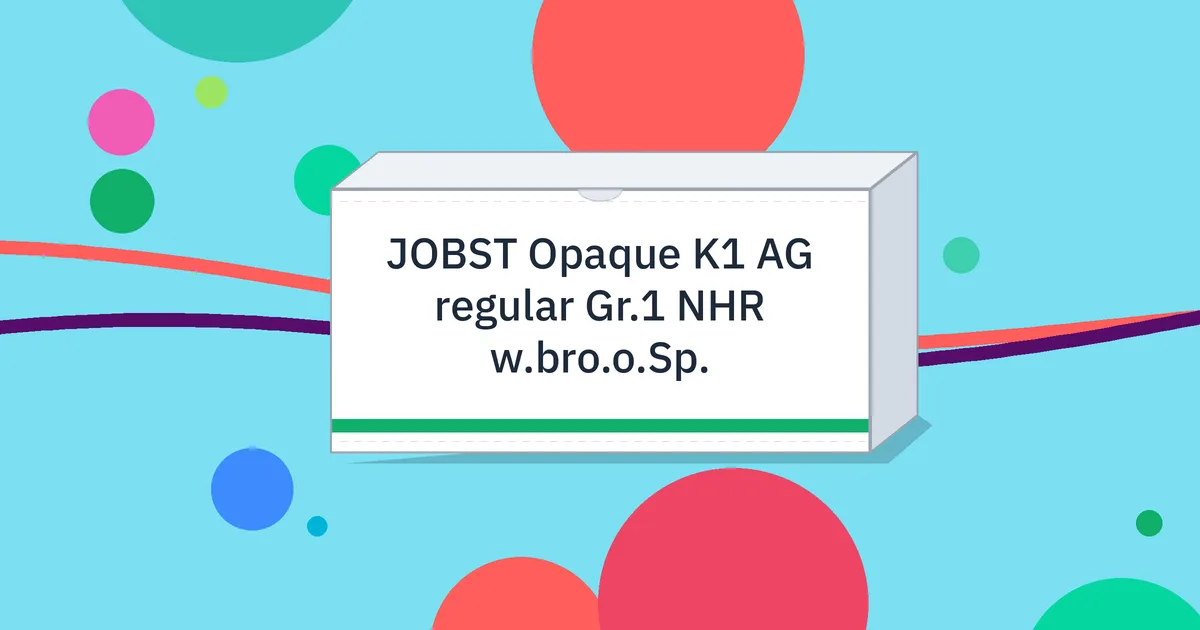 Symbolbild: Packung mit der Aufschrift JOBST Opaque K1 AG regular Gr.1 NHR w.bro.o.Sp. (PZN 13095404) – Verfügbarkeit und Bezug in Apotheken in Frankfurt am Main