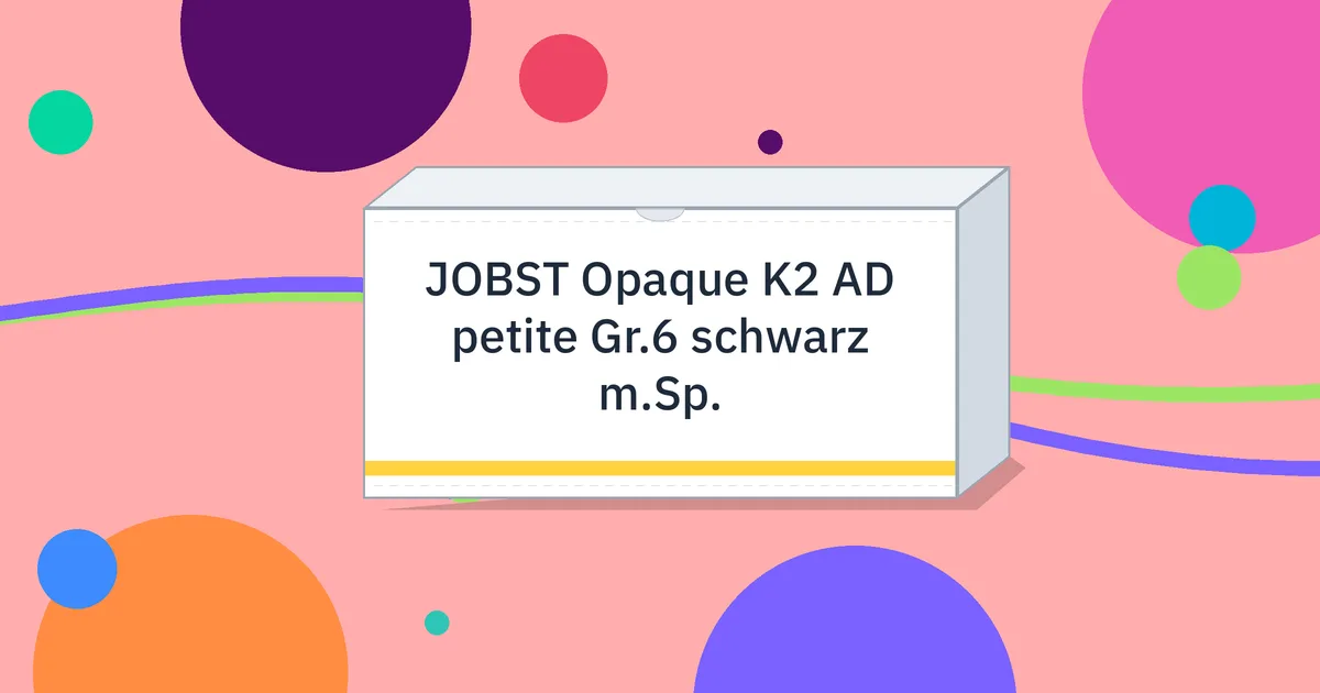 Symbolbild: Packung mit der Aufschrift JOBST Opaque K2 AD petite Gr.6 schwarz m.Sp. (PZN 11252213) – Verfügbarkeit und Bezug in Apotheken in Frankfurt am Main