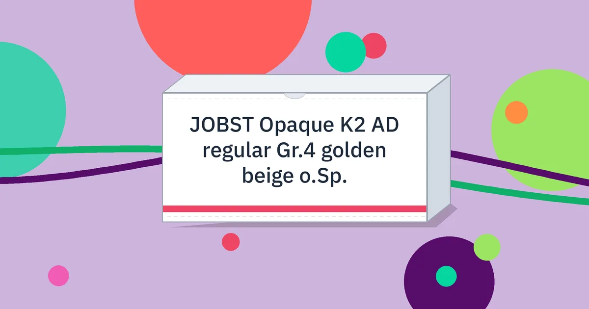 Symbolbild: Packung mit der Aufschrift JOBST Opaque K2 AD regular Gr.4 golden beige o.Sp. (PZN 16277436) – Verfügbarkeit und Bezug in Apotheken in Frankfurt am Main