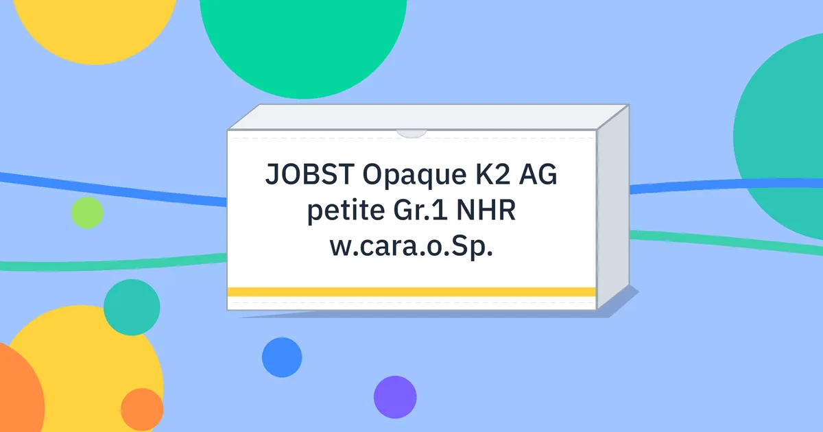 Symbolbild: Packung mit der Aufschrift JOBST Opaque K2 AG petite Gr.1 NHR w.cara.o.Sp. (PZN 11255915) – Verfügbarkeit und Bezug in Apotheken in Frankfurt am Main