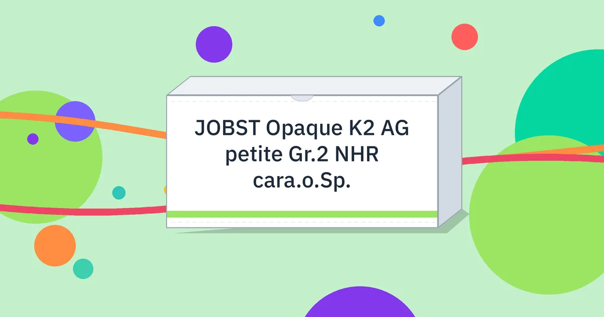 Symbolbild: Packung mit der Aufschrift JOBST Opaque K2 AG petite Gr.2 NHR cara.o.Sp. (PZN 10723857) – Verfügbarkeit und Bezug in Apotheken in Frankfurt am Main