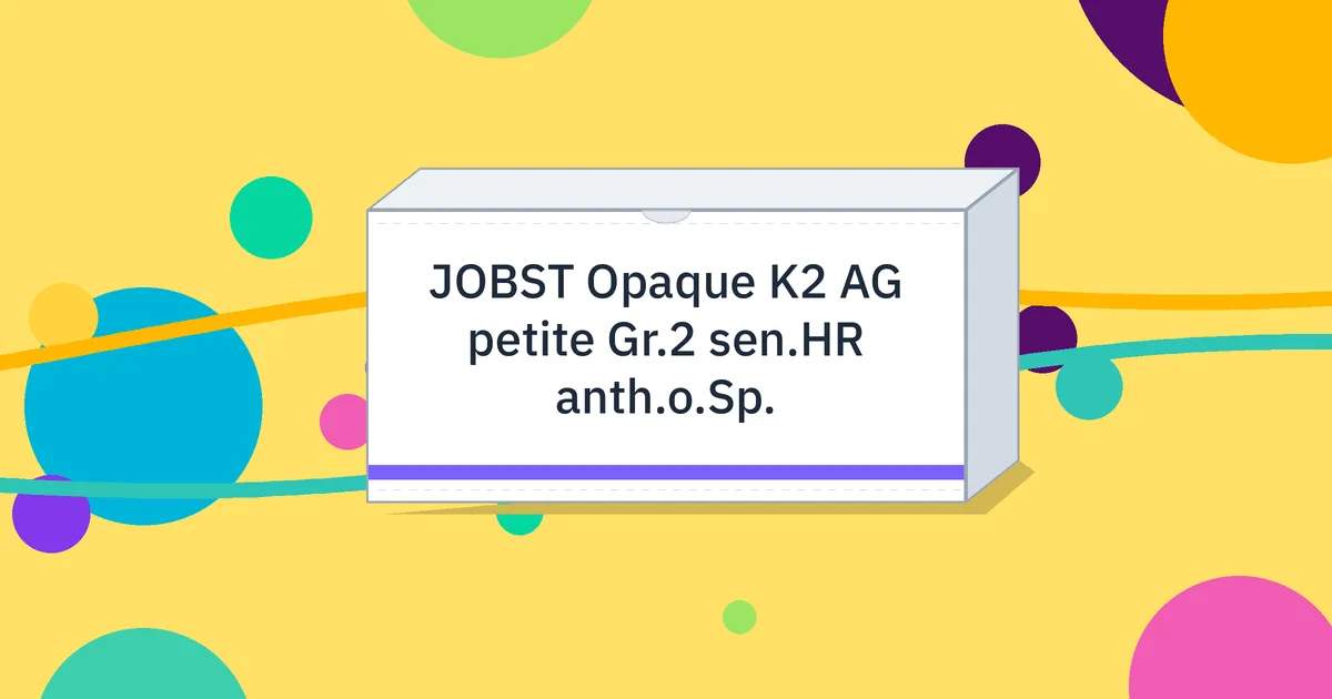 Symbolbild: Packung mit der Aufschrift JOBST Opaque K2 AG petite Gr.2 sen.HR anth.o.Sp. (PZN 16283224) – Verfügbarkeit und Bezug in Apotheken in Frankfurt am Main