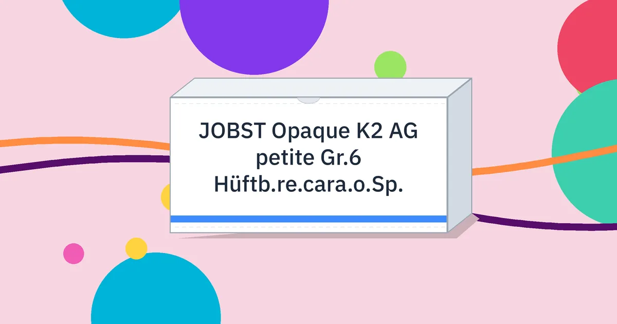 Symbolbild: Packung mit der Aufschrift JOBST Opaque K2 AG petite Gr.6 Hüftb.re.cara.o.Sp. (PZN 13115383) – Verfügbarkeit und Bezug in Apotheken in Frankfurt am Main