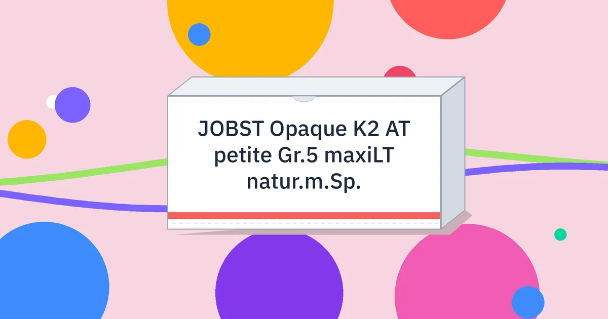 Symbolbild: Packung mit der Aufschrift JOBST Opaque K2 AT petite Gr.5 maxiLT natur.m.Sp. (PZN 13118795) – Verfügbarkeit und Bezug in Apotheken in Frankfurt am Main