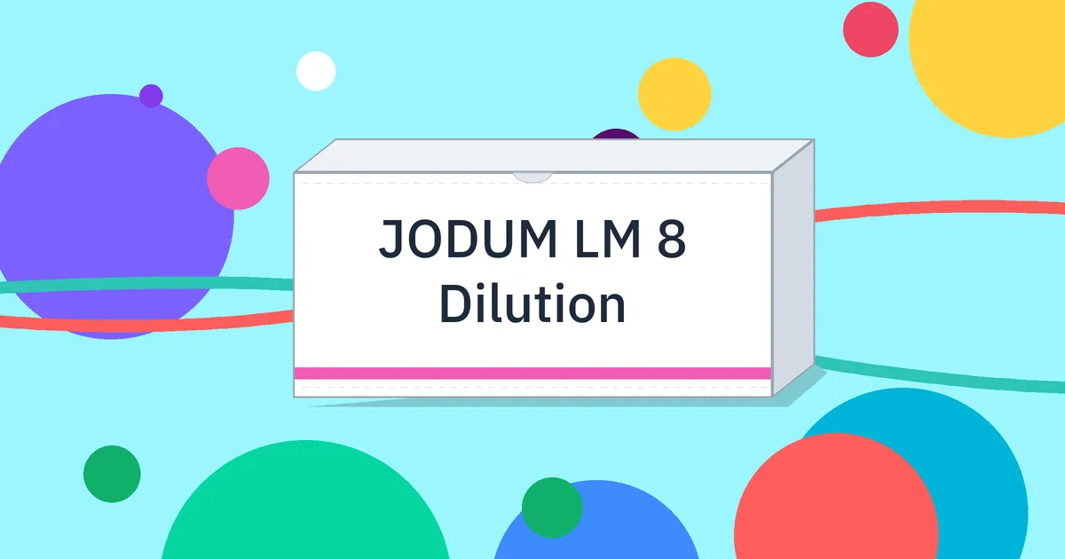 Symbolbild: Packung mit der Aufschrift JODUM LM 8 Dilution (PZN 12915650) – Verfügbarkeit und Bezug in Apotheken in Frankfurt am Main