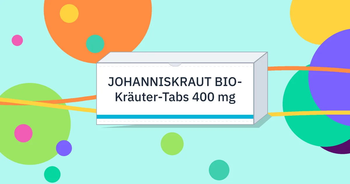 Symbolbild: Packung mit der Aufschrift JOHANNISKRAUT BIO-Kräuter-Tabs 400 mg (PZN 17241914) – Verfügbarkeit und Bezug in Apotheken in Frankfurt am Main