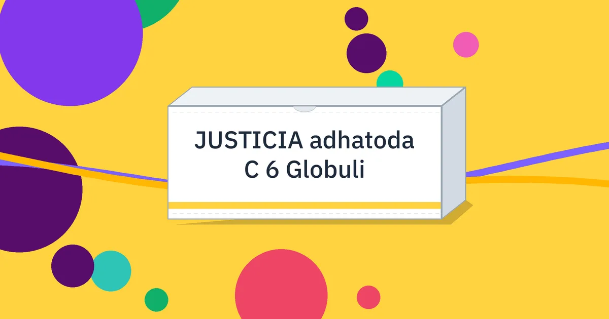Symbolbild: Packung mit der Aufschrift JUSTICIA adhatoda C 6 Globuli (PZN 19714877) – Verfügbarkeit und Bezug in Apotheken in Frankfurt am Main