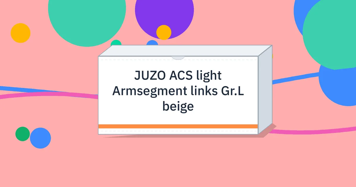 Symbolbild: Packung mit der Aufschrift JUZO ACS light Armsegment links Gr.L beige (PZN 13885247) – Verfügbarkeit und Bezug in Apotheken in Frankfurt am Main