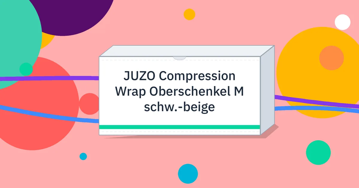 Symbolbild: Packung mit der Aufschrift JUZO Compression Wrap Oberschenkel M schw.-beige (PZN 16143457) – Verfügbarkeit und Bezug in Apotheken in Frankfurt am Main