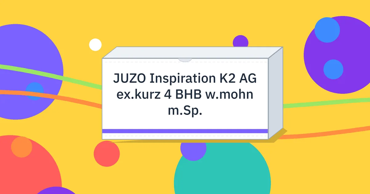 Symbolbild: Packung mit der Aufschrift JUZO Inspiration K2 AG ex.kurz 4 BHB w.mohn m.Sp. (PZN 14851552) – Verfügbarkeit und Bezug in Apotheken in Frankfurt am Main