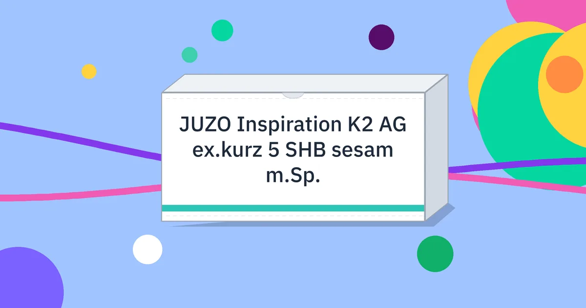 Symbolbild: Packung mit der Aufschrift JUZO Inspiration K2 AG ex.kurz 5 SHB sesam m.Sp. (PZN 14925575) – Verfügbarkeit und Bezug in Apotheken in Frankfurt am Main