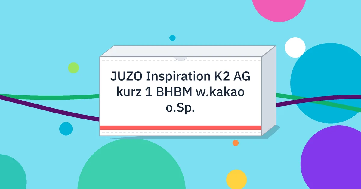 Symbolbild: Packung mit der Aufschrift JUZO Inspiration K2 AG kurz 1 BHBM w.kakao o.Sp. (PZN 14885574) – Verfügbarkeit und Bezug in Apotheken in Frankfurt am Main