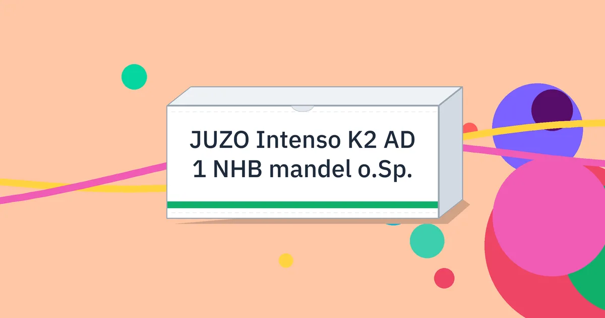 Symbolbild: Packung mit der Aufschrift JUZO Intenso K2 AD 1 NHB mandel o.Sp. (PZN 18620453) – Verfügbarkeit und Bezug in Apotheken in Frankfurt am Main