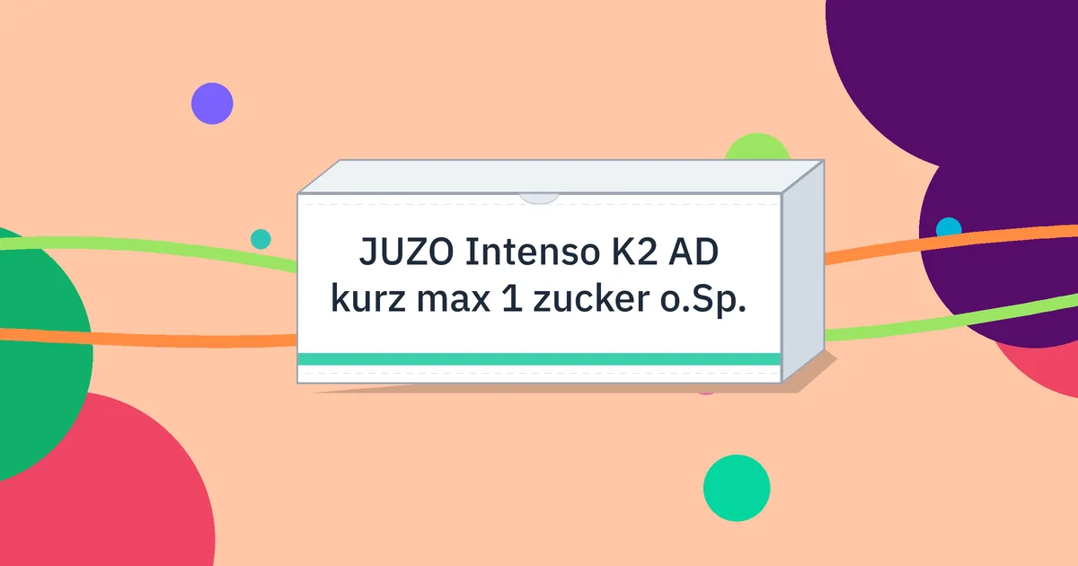 Symbolbild: Packung mit der Aufschrift JUZO Intenso K2 AD kurz max 1 zucker o.Sp. (PZN 18618918) – Verfügbarkeit und Bezug in Apotheken in Frankfurt am Main