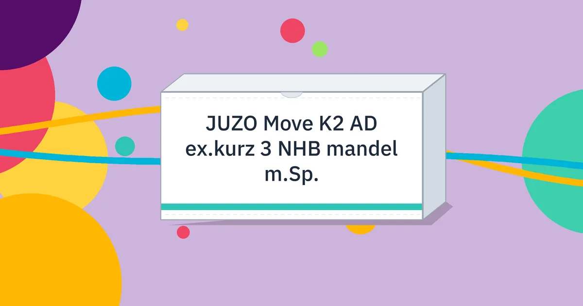 Symbolbild: Packung mit der Aufschrift JUZO Move K2 AD ex.kurz 3 NHB mandel m.Sp. (PZN 16340235) – Verfügbarkeit und Bezug in Apotheken in Frankfurt am Main