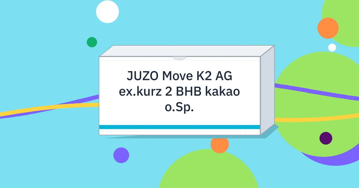 Symbolbild: Packung mit der Aufschrift JUZO Move K2 AG ex.kurz 2 BHB kakao o.Sp. (PZN 18565783) – Verfügbarkeit und Bezug in Apotheken in Frankfurt am Main