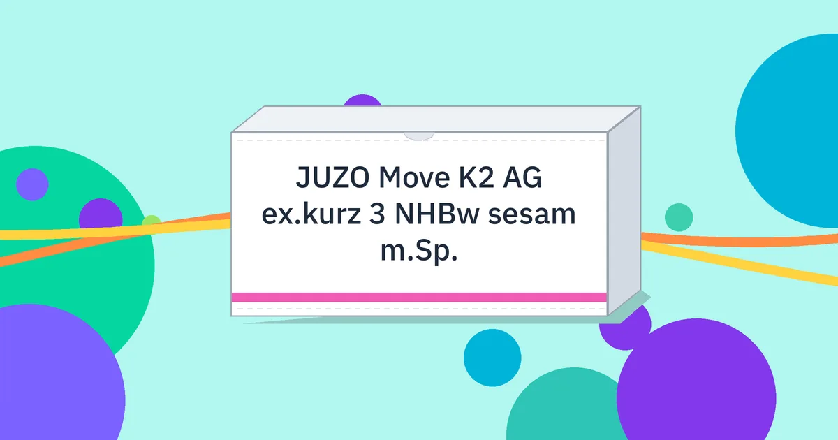 Symbolbild: Packung mit der Aufschrift JUZO Move K2 AG ex.kurz 3 NHBw sesam m.Sp. (PZN 18531057) – Verfügbarkeit und Bezug in Apotheken in Frankfurt am Main