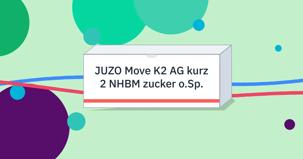 Symbolbild: Packung mit der Aufschrift JUZO Move K2 AG kurz 2 NHBM zucker o.Sp. (PZN 18529161) – Verfügbarkeit und Bezug in Apotheken in Frankfurt am Main