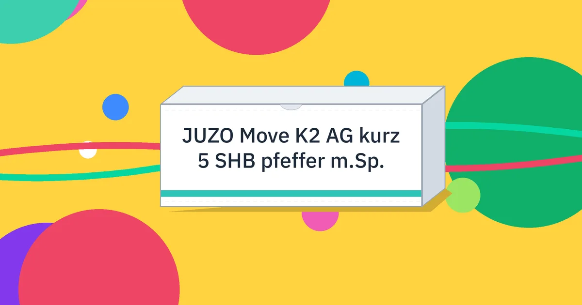 Symbolbild: Packung mit der Aufschrift JUZO Move K2 AG kurz 5 SHB pfeffer m.Sp. (PZN 16651231) – Verfügbarkeit und Bezug in Apotheken in Frankfurt am Main