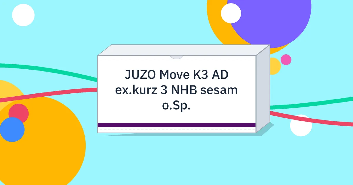 Symbolbild: Packung mit der Aufschrift JUZO Move K3 AD ex.kurz 3 NHB sesam o.Sp. (PZN 18570181) – Verfügbarkeit und Bezug in Apotheken in Frankfurt am Main