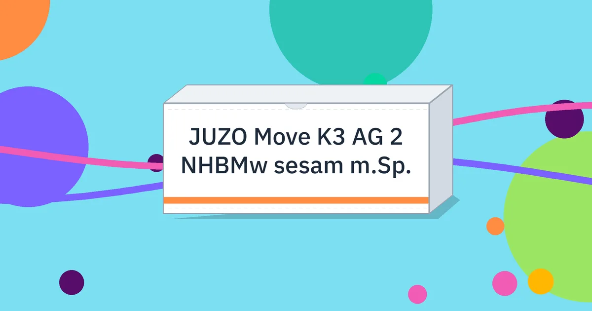 Symbolbild: Packung mit der Aufschrift JUZO Move K3 AG 2 NHBMw sesam m.Sp. (PZN 18575014) – Verfügbarkeit und Bezug in Apotheken in Frankfurt am Main