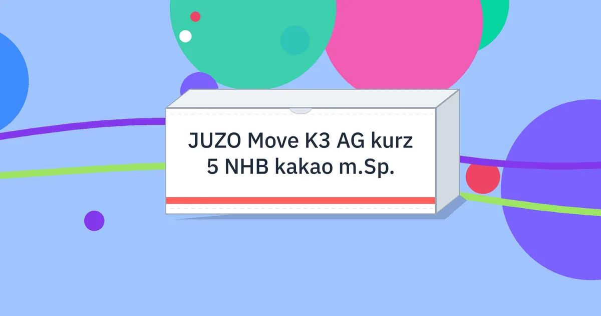 Symbolbild: Packung mit der Aufschrift JUZO Move K3 AG kurz 5 NHB kakao m.Sp. (PZN 18591131) – Verfügbarkeit und Bezug in Apotheken in Frankfurt am Main