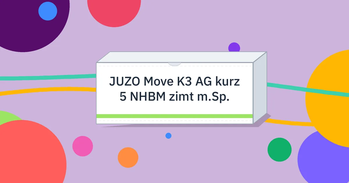 Symbolbild: Packung mit der Aufschrift JUZO Move K3 AG kurz 5 NHBM zimt m.Sp. (PZN 18578716) – Verfügbarkeit und Bezug in Apotheken in Frankfurt am Main