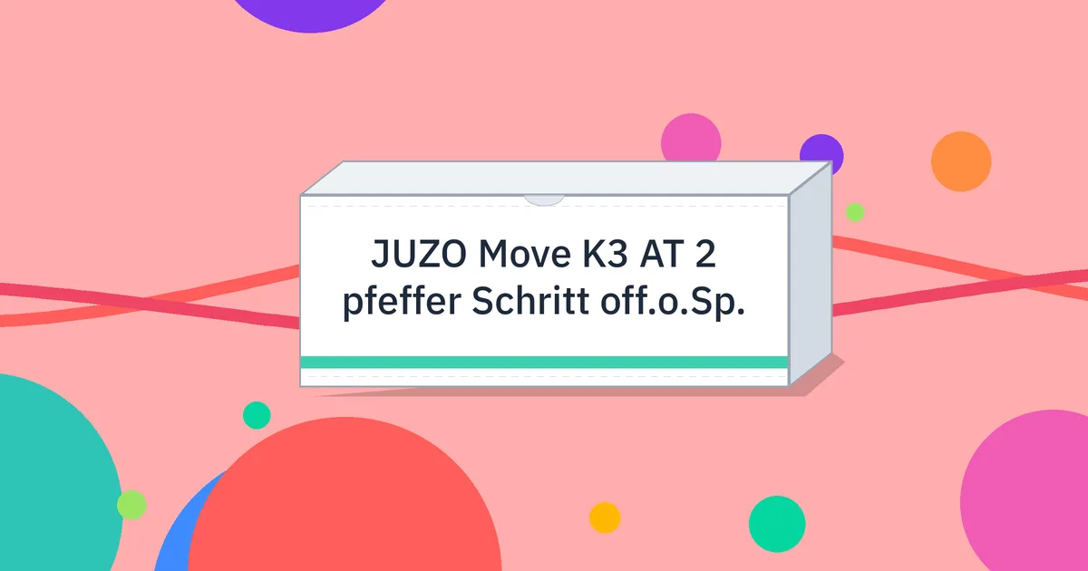 Symbolbild: Packung mit der Aufschrift JUZO Move K3 AT 2 pfeffer Schritt off.o.Sp. (PZN 20678810) – Verfügbarkeit und Bezug in Apotheken in Frankfurt am Main