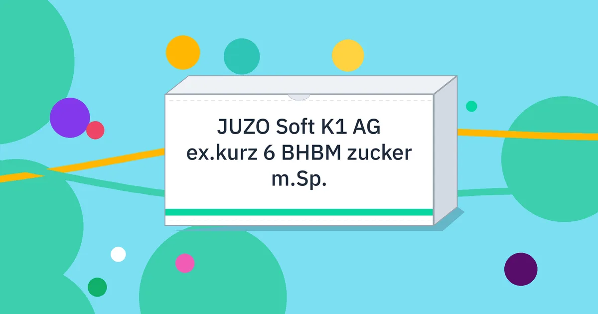 Symbolbild: Packung mit der Aufschrift JUZO Soft K1 AG ex.kurz 6 BHBM zucker m.Sp. (PZN 14856093) – Verfügbarkeit und Bezug in Apotheken in Frankfurt am Main