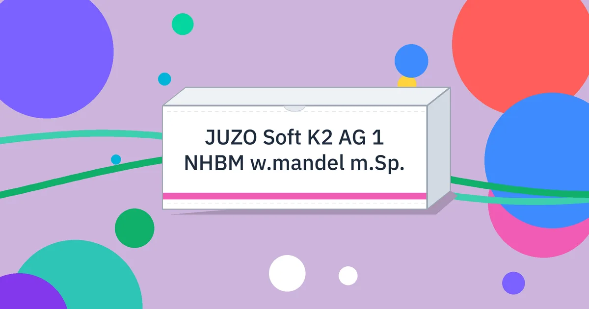 Symbolbild: Packung mit der Aufschrift JUZO Soft K2 AG 1 NHBM w.mandel m.Sp. (PZN 15018388) – Verfügbarkeit und Bezug in Apotheken in Frankfurt am Main