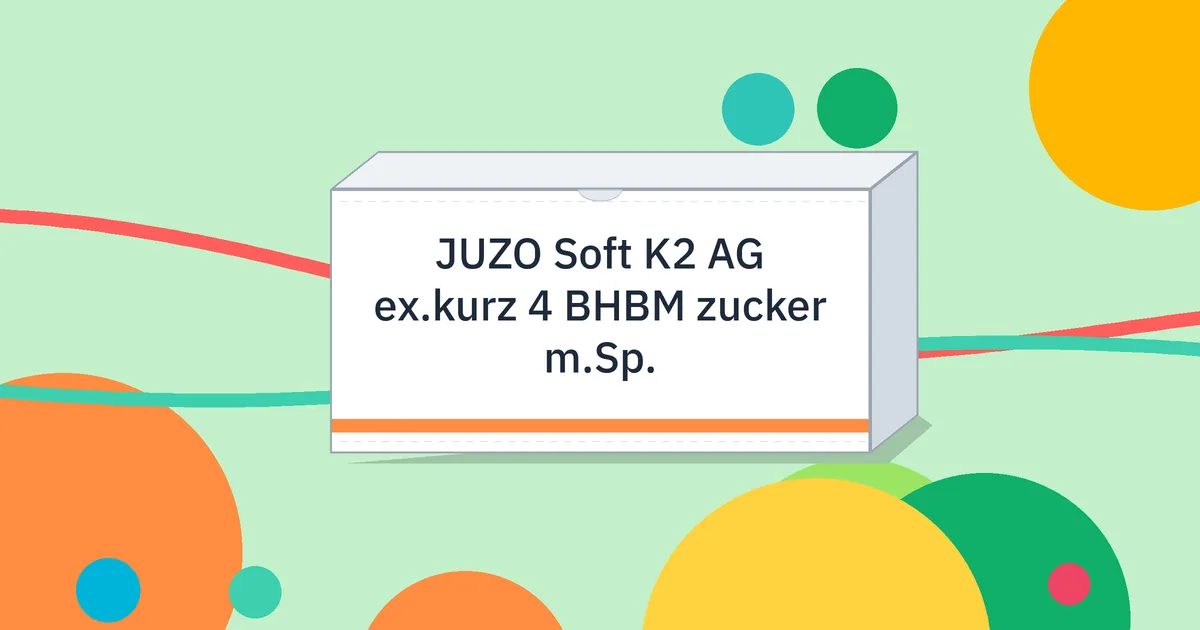 Symbolbild: Packung mit der Aufschrift JUZO Soft K2 AG ex.kurz 4 BHBM zucker m.Sp. (PZN 14860019) – Verfügbarkeit und Bezug in Apotheken in Frankfurt am Main
