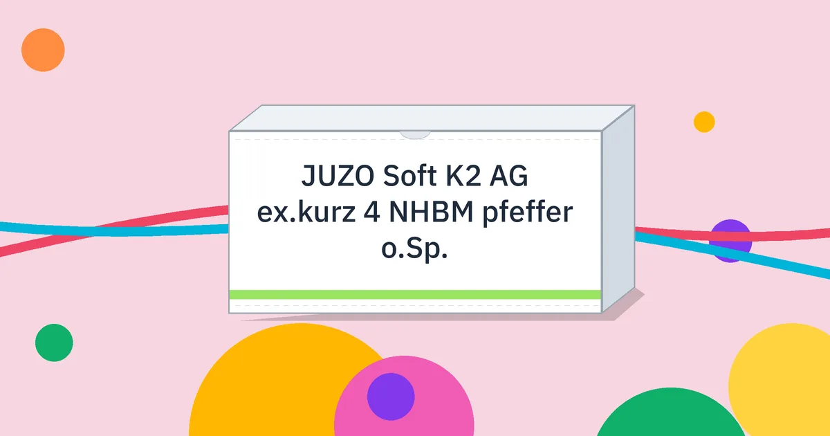 Symbolbild: Packung mit der Aufschrift JUZO Soft K2 AG ex.kurz 4 NHBM pfeffer o.Sp. (PZN 15022421) – Verfügbarkeit und Bezug in Apotheken in Frankfurt am Main