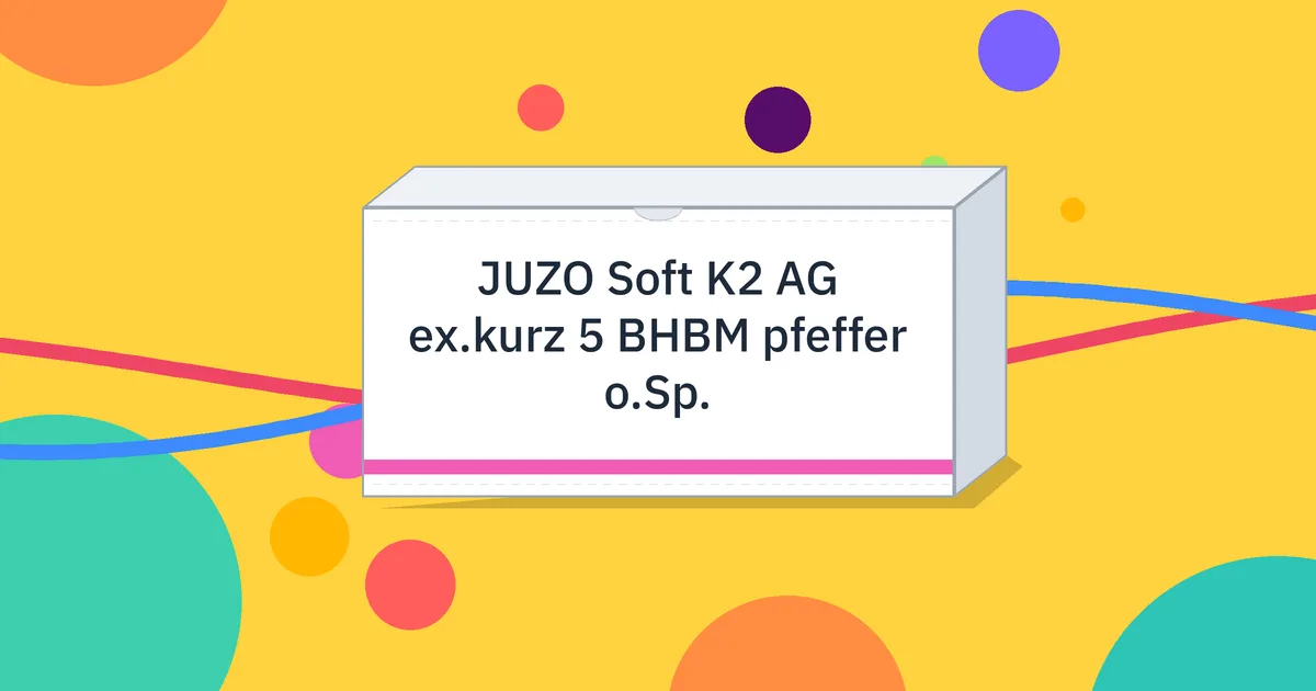 Symbolbild: Packung mit der Aufschrift JUZO Soft K2 AG ex.kurz 5 BHBM pfeffer o.Sp. (PZN 14862082) – Verfügbarkeit und Bezug in Apotheken in Frankfurt am Main