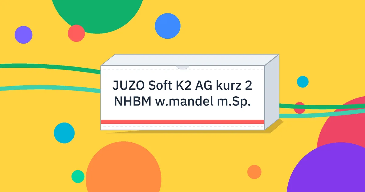 Symbolbild: Packung mit der Aufschrift JUZO Soft K2 AG kurz 2 NHBM w.mandel m.Sp. (PZN 15019933) – Verfügbarkeit und Bezug in Apotheken in Frankfurt am Main