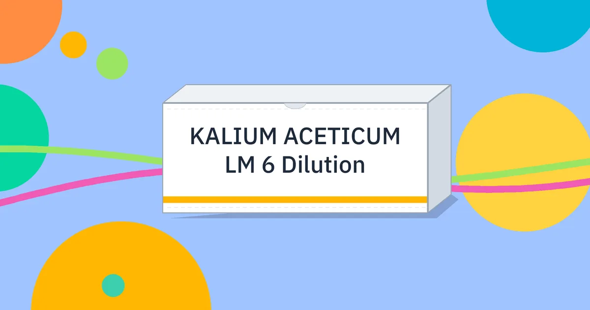 Symbolbild: Packung mit der Aufschrift KALIUM ACETICUM LM 6 Dilution (PZN 12916508) – Verfügbarkeit und Bezug in Apotheken in Frankfurt am Main