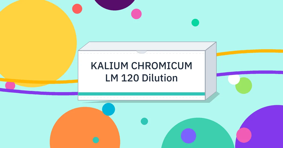 Symbolbild: Packung mit der Aufschrift KALIUM CHROMICUM LM 120 Dilution (PZN 12919518) – Verfügbarkeit und Bezug in Apotheken in Frankfurt am Main