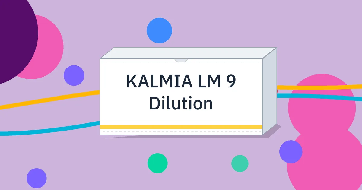 Symbolbild: Packung mit der Aufschrift KALMIA LM 9 Dilution (PZN 09650018) – Verfügbarkeit und Bezug in Apotheken in Frankfurt am Main