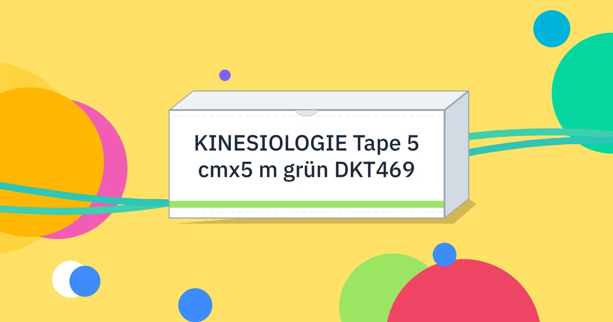 Symbolbild: Packung mit der Aufschrift KINESIOLOGIE Tape 5 cmx5 m grün DKT469 (PZN 17174773) – Verfügbarkeit und Bezug in Apotheken in Frankfurt am Main