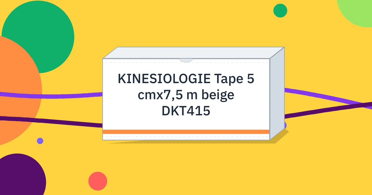 Symbolbild: Packung mit der Aufschrift KINESIOLOGIE Tape 5 cmx7,5 m beige DKT415 (PZN 17174885) – Verfügbarkeit und Bezug in Apotheken in Frankfurt am Main