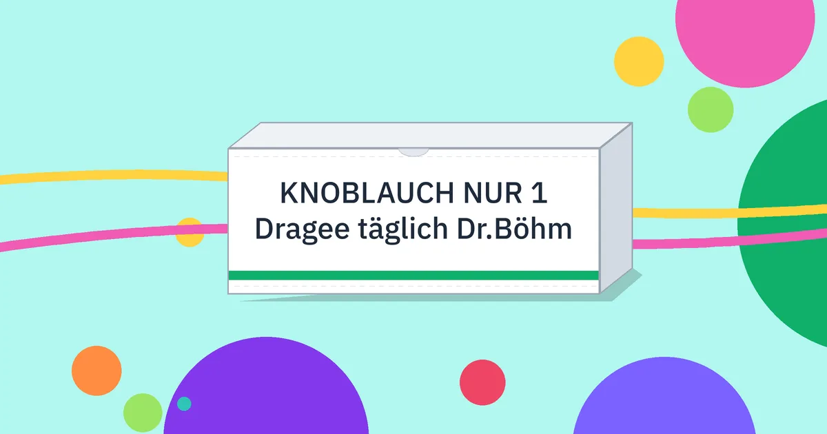Symbolbild: Packung mit der Aufschrift KNOBLAUCH NUR 1 Dragee täglich Dr.Böhm (PZN 04037566) – Verfügbarkeit und Bezug in Apotheken in Frankfurt am Main