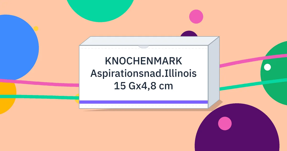 Symbolbild: Packung mit der Aufschrift KNOCHENMARK Aspirationsnad.Illinois 15 Gx4,8 cm (PZN 10554053) – Verfügbarkeit und Bezug in Apotheken in Frankfurt am Main