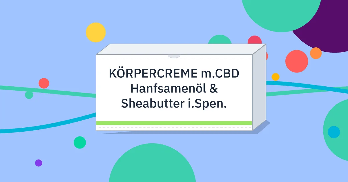 Symbolbild: Packung mit der Aufschrift KÖRPERCREME m.CBD Hanfsamenöl & Sheabutter i.Spen. (PZN 17535432) – Verfügbarkeit und Bezug in Apotheken in Frankfurt am Main