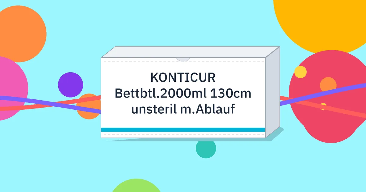 Symbolbild: Packung mit der Aufschrift KONTICUR Bettbtl.2000ml 130cm unsteril m.Ablauf (PZN 18473207) – Verfügbarkeit und Bezug in Apotheken in Frankfurt am Main