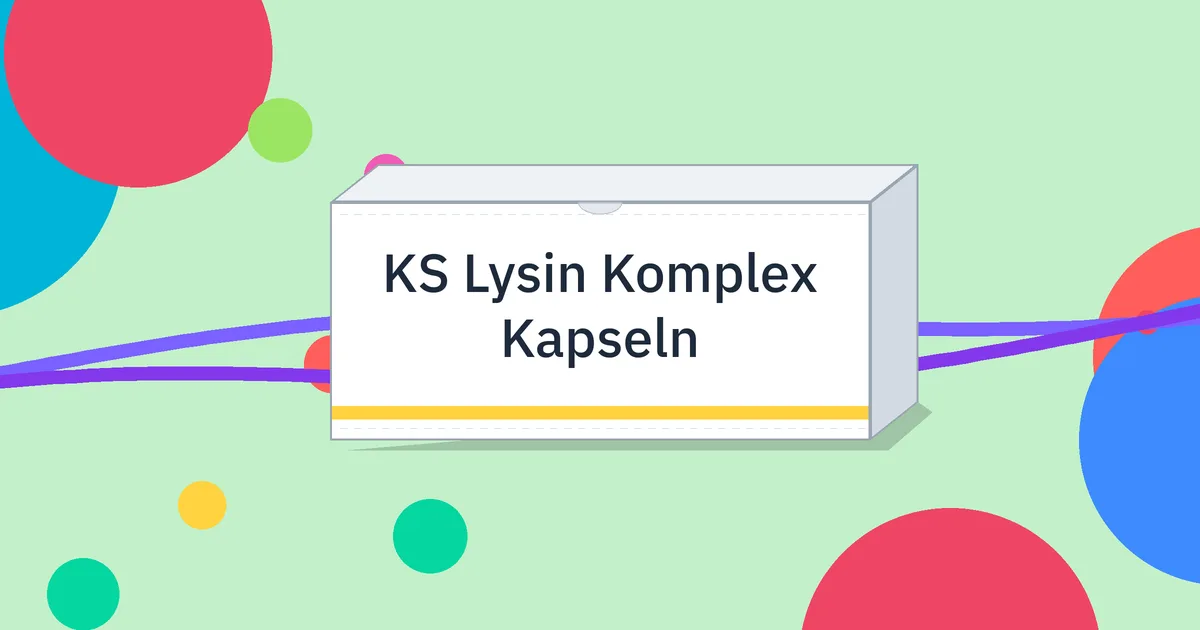 Symbolbild: Packung mit der Aufschrift KS Lysin Komplex Kapseln (PZN 20363118) – Verfügbarkeit und Bezug in Apotheken in Frankfurt am Main