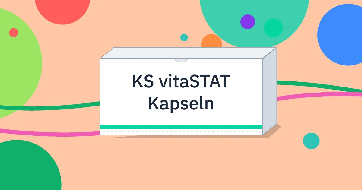 Symbolbild: Packung mit der Aufschrift KS vitaSTAT Kapseln (PZN 20583788) – Verfügbarkeit und Bezug in Apotheken in Frankfurt am Main
