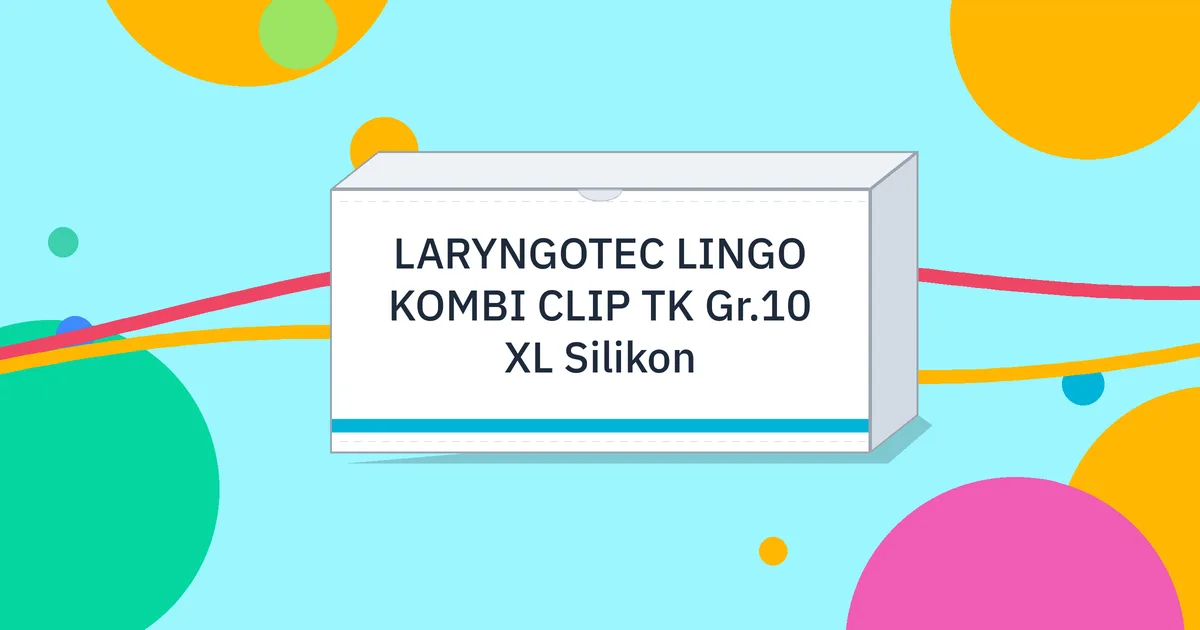 Symbolbild: Packung mit der Aufschrift LARYNGOTEC LINGO KOMBI CLIP TK Gr.10 XL Silikon (PZN 03312378) – Verfügbarkeit und Bezug in Apotheken in Frankfurt am Main
